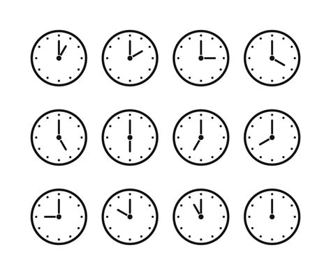 Clock Icons With Different Times Clock Icon Vector Illustration