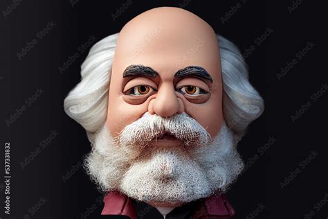 3d Rendered Portrait Of Karl Marx Wool Felt Dolls Cartoon Cute