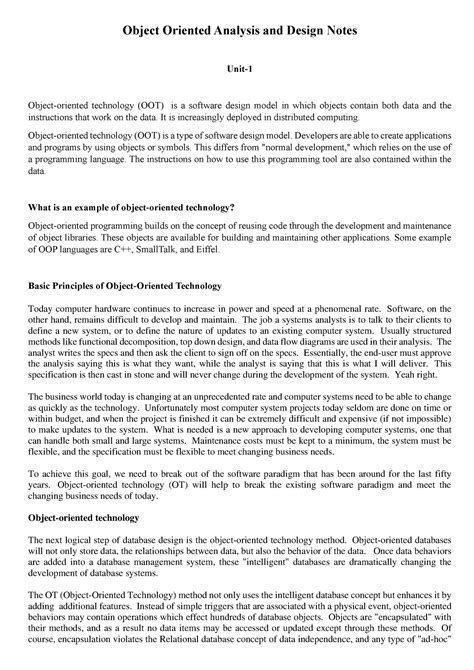 ooads notes btit604 object oriented analysis and design object