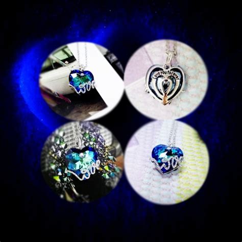Blue Swarovski Crystal Love Heart Pendant Necklace Jewelry T For