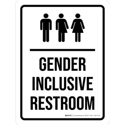 Gender Inclusive Restroom Portrait Wall Sign Comprehensive Safety