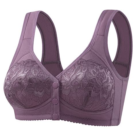 Kovlvoll Womens Front Closure Bras No Underwire Push Up Solid Color