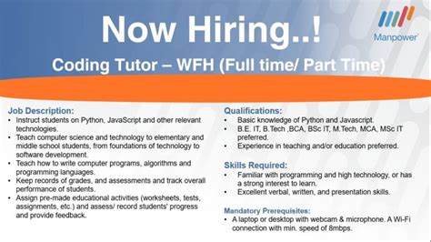 Vivek Sonkar On Linkedin We Are Hiring Online Coding Tutor Wfh Part
