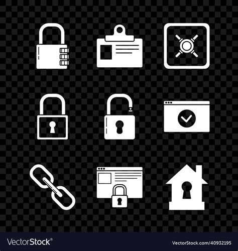 Set Safe Combination Lock Identification Badge Vector Image