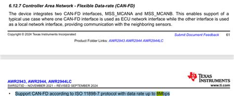 Awr2944 Max Data Rate If Canfd Of Awr2944 Sensors Forum Sensors Ti E2e Support Forums