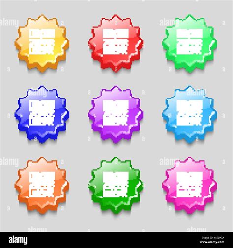Qr Code Icon Sign Symbol On Nine Wavy Colourful Buttons Vector Illustration Stock Vector Image