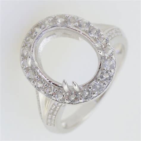 Sterling Silver Semi Mount Ring Setting Oval Ov 13x10mm Halo W D Color