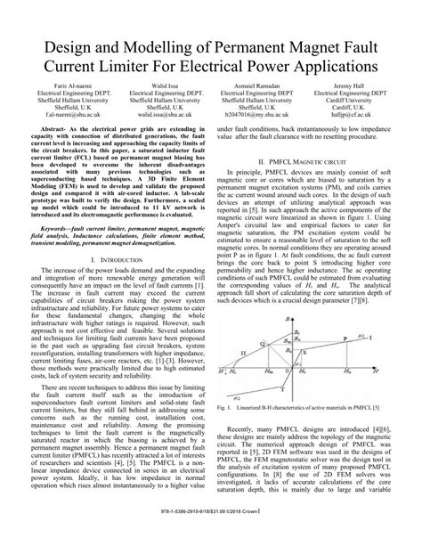 PDF Design And Modelling Of Permanent Magnet Fault Current Limiter For Electrical Power