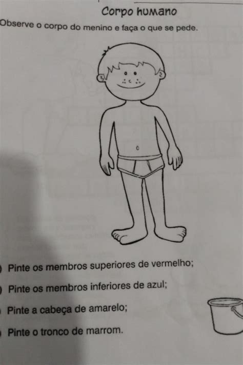Corpo humano Observe o corpo do menino e faça o que se pede O a Pinte