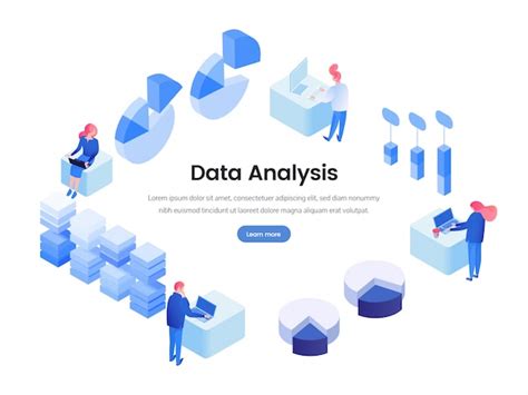 Premium Vector Data Business Analysis Isometric Landing Page