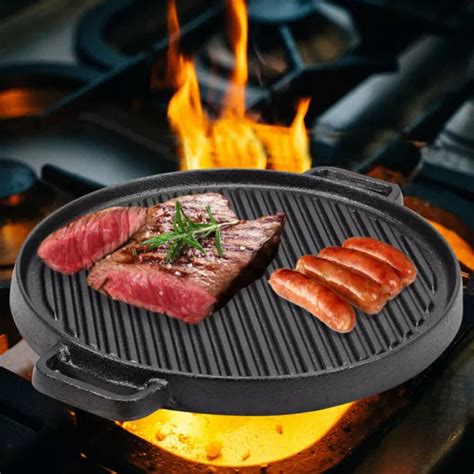 Cast Iron Griddle Hot Plate Bbq Grill Cooking Camping Hob Steak