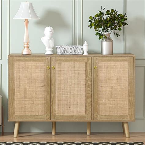 Giluta Sideboard Cabinet With Natural Rattan Doors Hallway Buffet