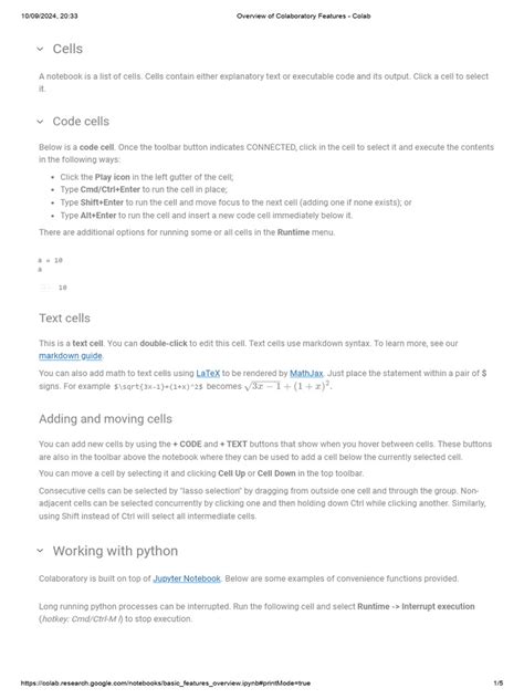 Overview Of Colaboratory Features Colab Pdf Software Computing