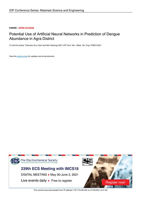 Pdf Potential Use Of Artificial Neural Networks In Prediction Of