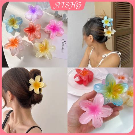 Aishg 8cm Jelly Color Flower Hair Clip Womens Hawaiian Ins Style Small