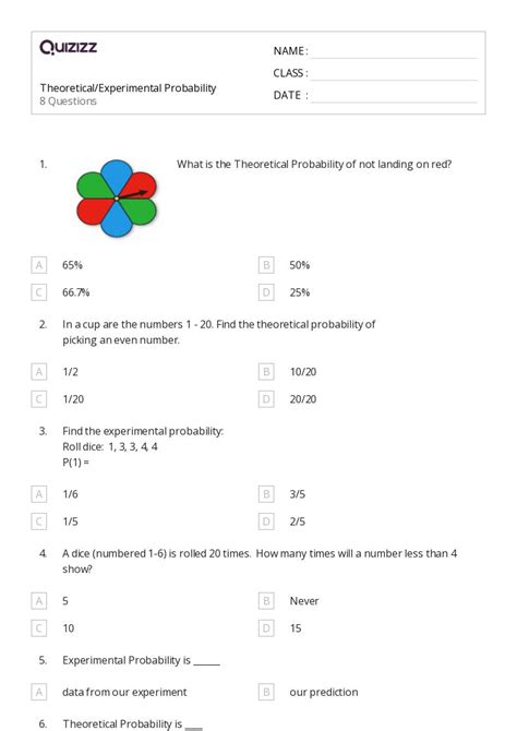 Experimental Probability Worksheets