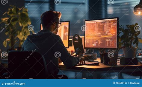 candid male programmer deeply engrossed in his work showcasing passion