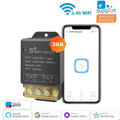 Módulo Relé Wifi Inteligente 30a Compatible Con Ewelink Control Y