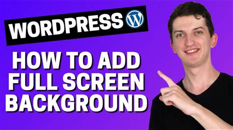 how to add a full screen background image in wordpress youtube