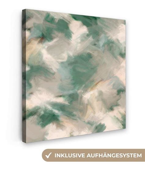Onemillioncanvasses® Leinwandbild Kunst Farbe Grün Beige