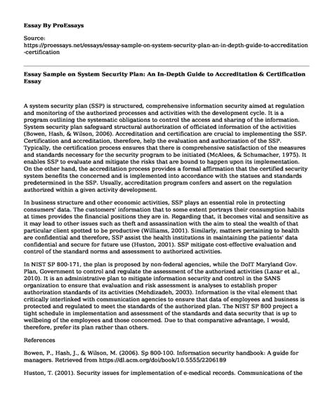 📌 Essay Sample On System Security Plan An In Depth Guide To