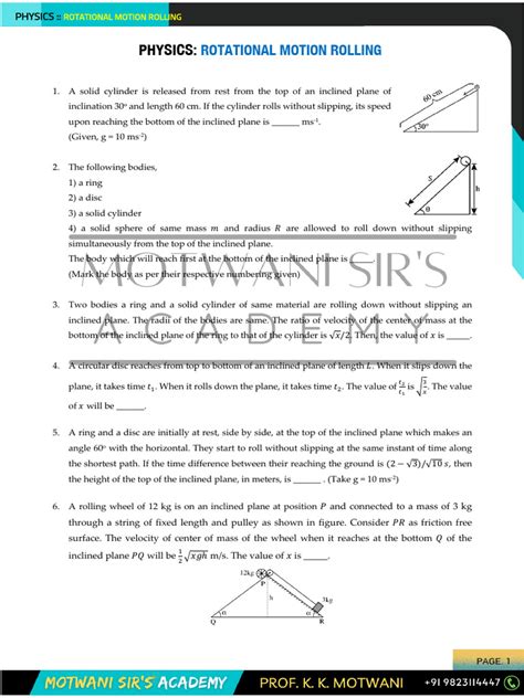 Rotational Motion Rolling Pdf Acceleration Physical Phenomena