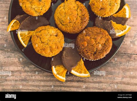 Healthy Plant Based Desserts Concept Vegan Banana Muffins With Dark