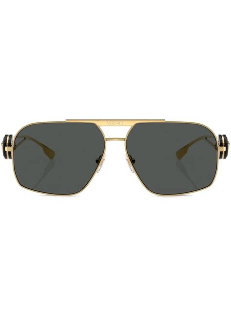 Versace Eyewear Medusa Pilot Frame Sunglasses Gold Farfetch