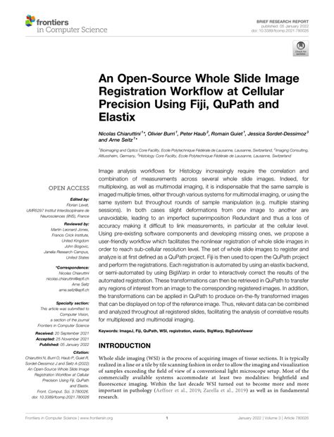 Pdf An Open Source Whole Slide Image Registration Workflow At Cellular Precision Using Fiji