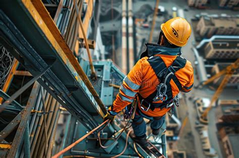 Construction Engineer Worker At Heights Generative Ai Stock