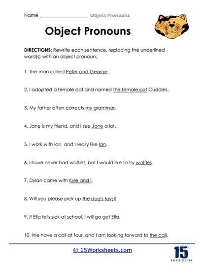Object Pronouns Worksheets