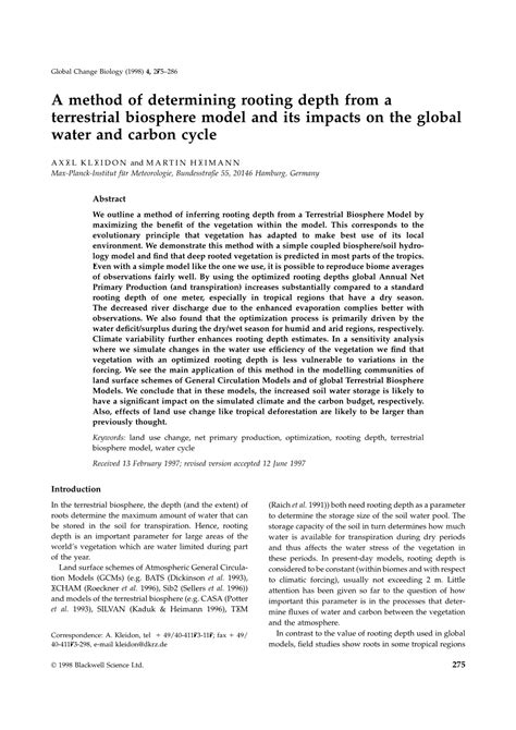 A Method Of Determining Rooting Depth From A Terrestrial Biosphere Model And Its Impacts On The