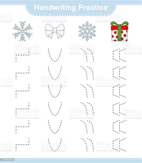 필기 연습 리본 눈송이 및 선물 상자의 추적 선 교육 어린이 게임 인쇄 워크시트 벡터 일러스트 레이 션 0명에 대한 스톡 벡터 아트 및 기타 이미지 Istock