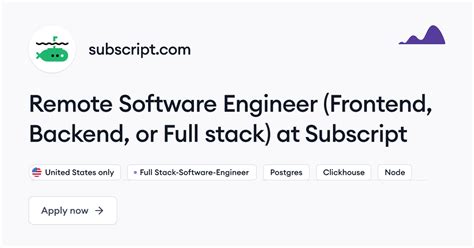 Subscript Hiring Software Engineer Frontend Backend Or Full Stack • Remote Work From Home