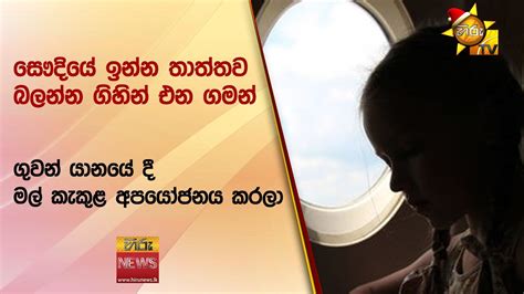 සෞදියේ ඉන්න තාත්තව බලන්න ගිහින් එන ගමන් ගුවන් යානයේ දී මල් කැකුළ