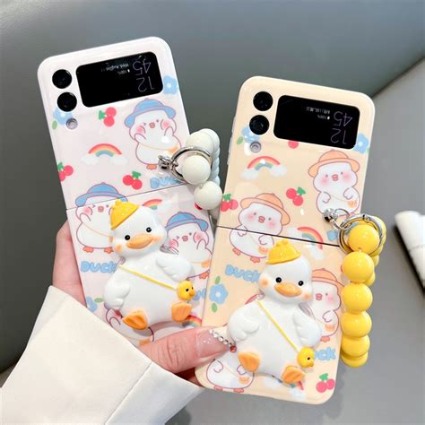 Ốp Điện Thoại Chống Sốc Có Giá Đỡ Hình Vịt Cho Samsung Galaxy Z Flip 3