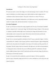 Lab Docx Lab Report Photovoltaic Array Experiment Introduction PV Arrays Are Used To