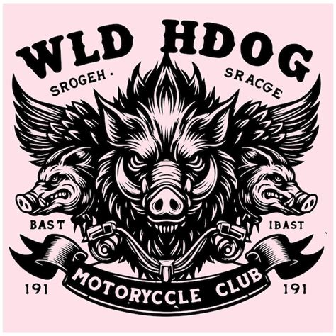 Vintage Wild Hog Motorcycle Club Mascot In Grunge Texture Style Stock