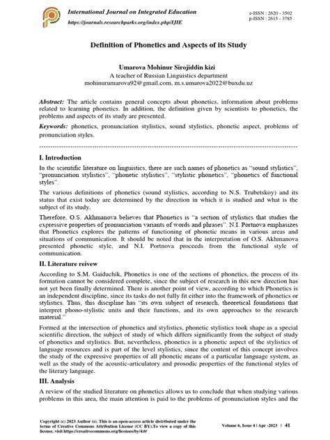 Definition Of Phonetics And Aspects Of Its Study Pdf Linguistics