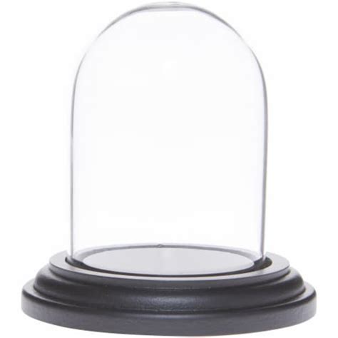 Plymor 185 X 2875 Mini Glass Display Dome Cloche Black Mdf Wood Base
