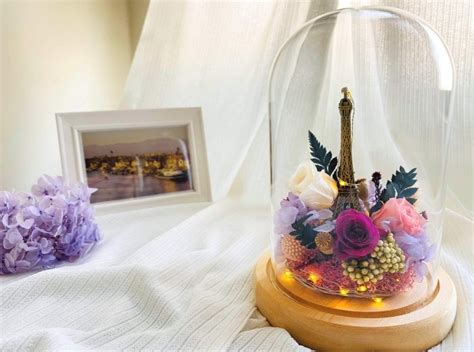 玫瑰不凋花永生花 玻璃盅夜燈 玻璃罩 情人節生日婚禮紀念日花禮 Simple Garden 寫意巴黎 Yahoo奇摩拍賣