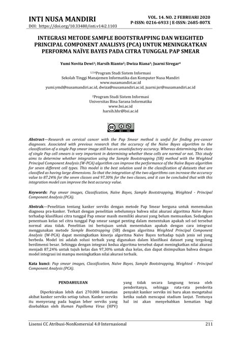 pdf integrasi metode sample bootstrapping dan weighted principal
