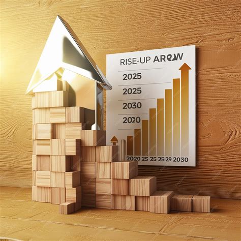 Shining Rise Up Arrow On Wooden Blocks Chart Steps From The Year 2025