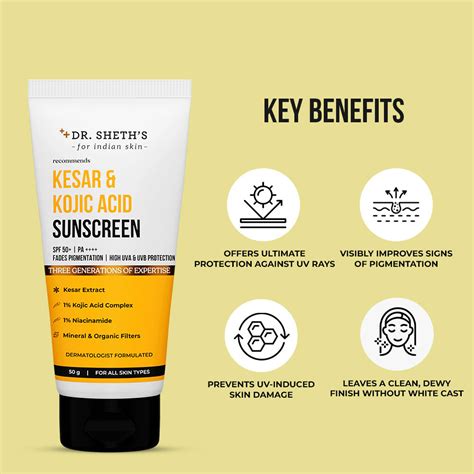Kesar And Kojic Acid Sunscreen 50g Dr Sheths