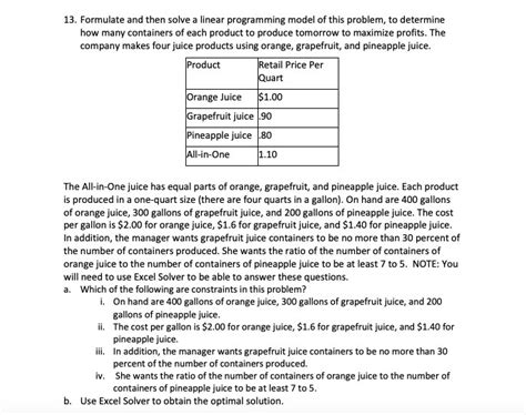 Solved 13 Formulate And Then Solve A Linear Programming