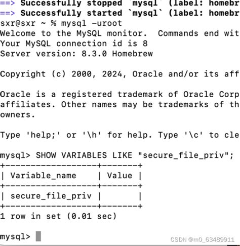 mac brew mysql secure file priv NULL问题解决 mac mysql secure file priv