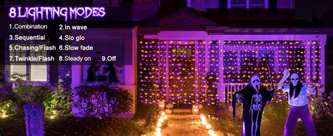 Dealbeta Purple Orange Curtain Lights Battery Operated Halloween 300