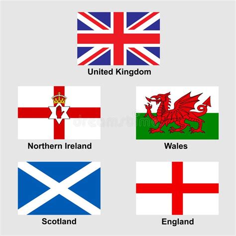 United Kingdom Collection Flags Stock Vector Illustration Of Emblem