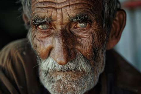 Premium Photo Closeup Of An Old Man With A Long Beard Showing Signs