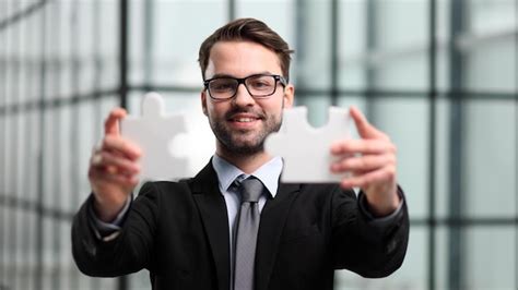 Premium Photo Businessman Connect Pieces Of Puzzle Think Of Problem Solving Brainstorm